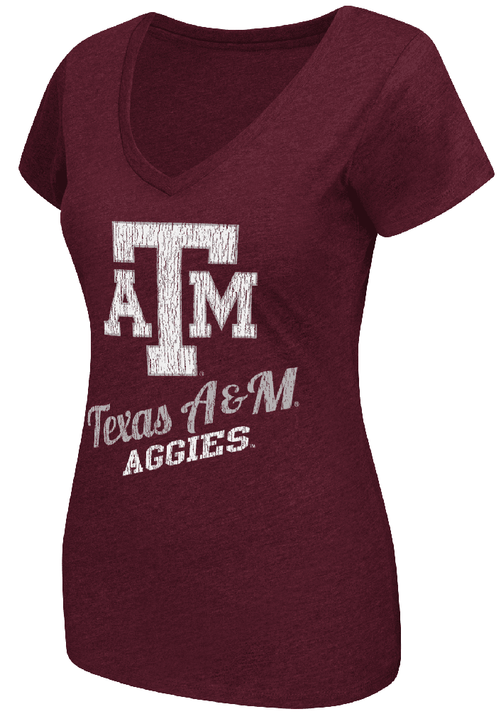 Ladies Texas Aggies Maroon Tabloid V-Neck Tee Shirt by Colosseum ...