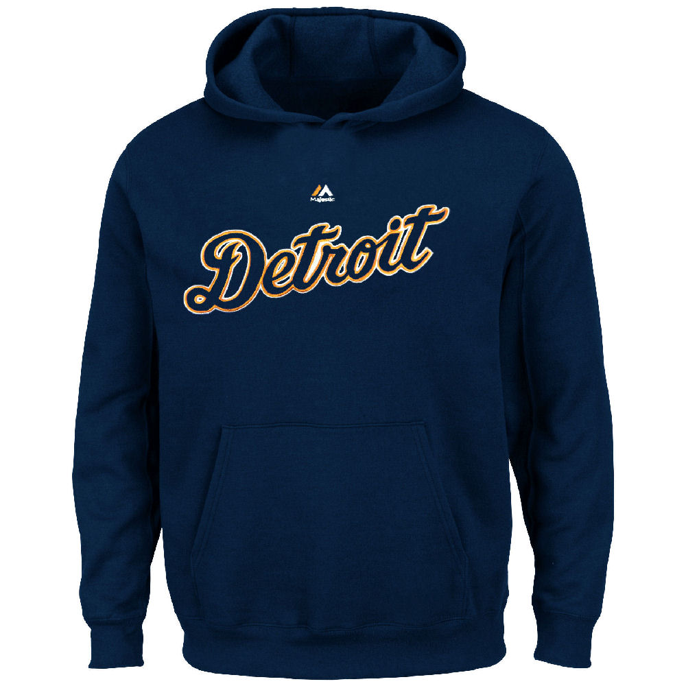 Youth Detroit Tigers Blue Wordmark Embroidered Hoodie by Majestic ...
