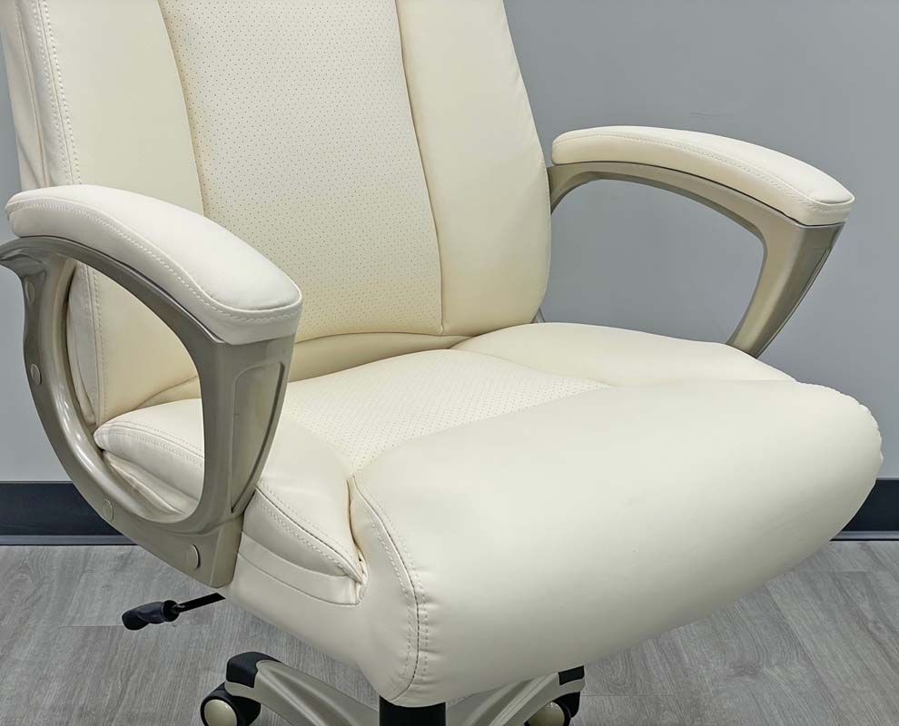 300-Lbs. Capacity High Back Receptionist's Chair with Cream Leather ...
