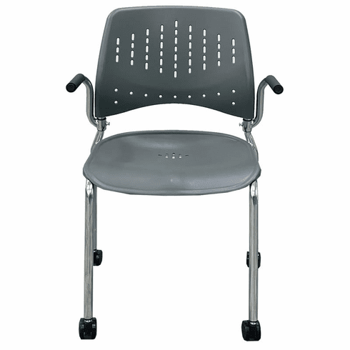 300 Lb. Capacity Gray Mobile Stacking Training Room Chair w/Armrests