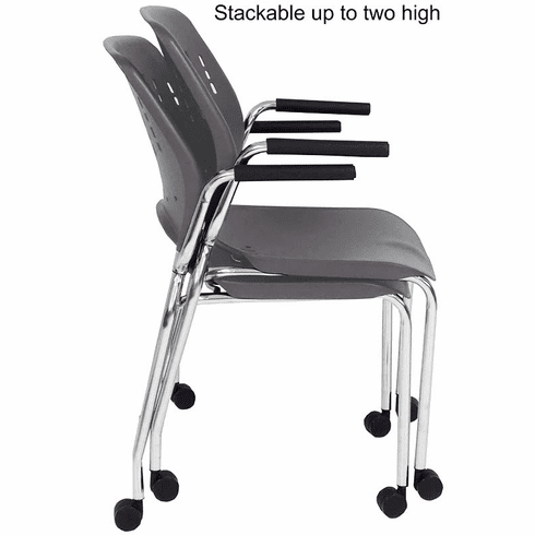 300 Lb. Capacity Gray Mobile Stacking Training Room Chair w/Armrests