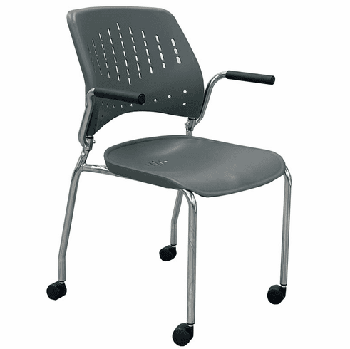 300 Lb. Capacity Gray Mobile Stacking Training Room Chair w/Armrests