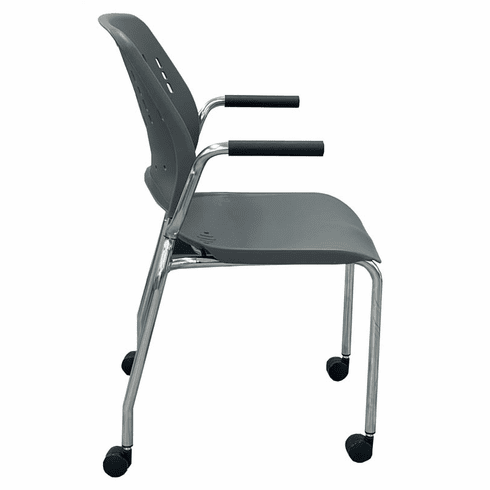 300 Lb. Capacity Gray Mobile Stacking Training Room Chair w/Armrests