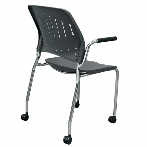 300 Lb. Capacity Gray Mobile Stacking Training Room Chair w/Armrests