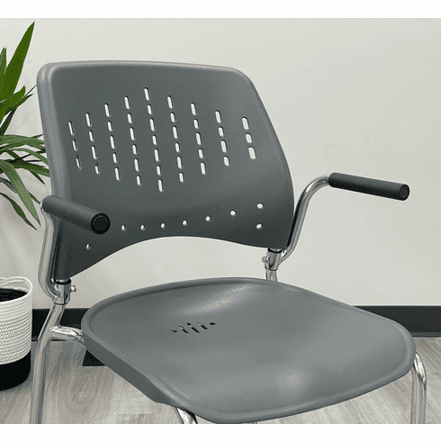 300 Lb. Capacity Gray Mobile Stacking Training Room Chair w/Armrests