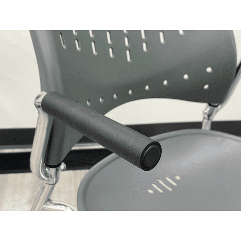 300 Lb. Capacity Gray Mobile Stacking Training Room Chair w/Armrests