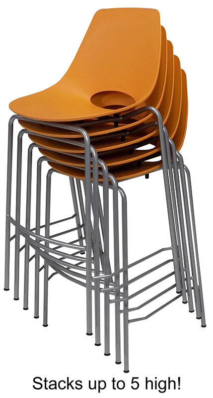 300 Lbs. Capacity Molded Plastic Shell Stackable Office Stool w/29.63 ...
