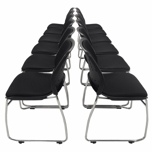 Padded Ganging Office Stacking Chairs, 300-Pound Capacity