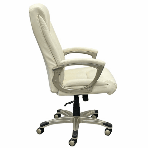 300-Lbs. Capacity High Back Receptionist's Chair with Cream Leather ...