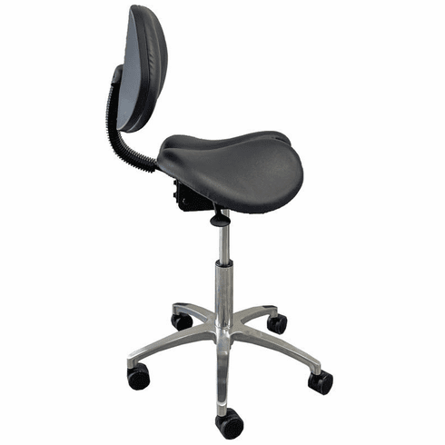 300 Pound-Capacity Leather Split Seat Saddle Stool with Backrest