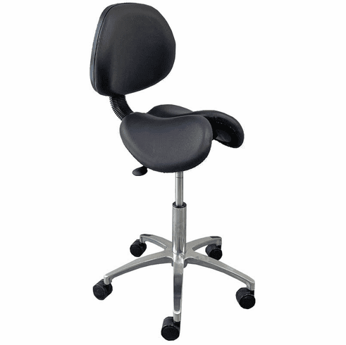 300 Pound-Capacity Leather Split Seat Saddle Stool with Backrest