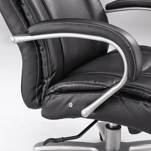 350 Lbs. Capacity Big & Tall Black Leather Mid Back Chair