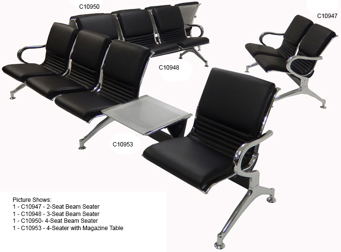 4-Seat Beam Airport Seating with Arms - InStockChairs