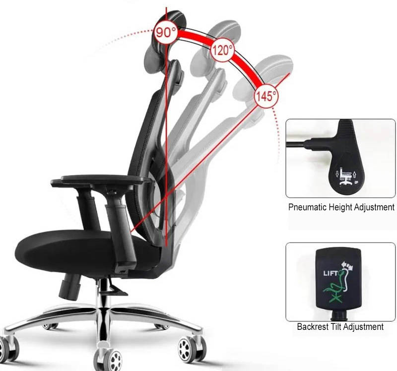 Ultimate Ergonomic Office Chair with 3-Way Adjustable Armrests