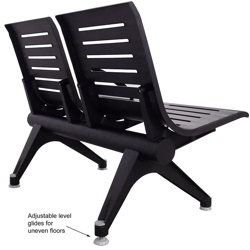 Aero Steel Public Beam Seating Series - 2-Seat Beam Seater in Black Shadow