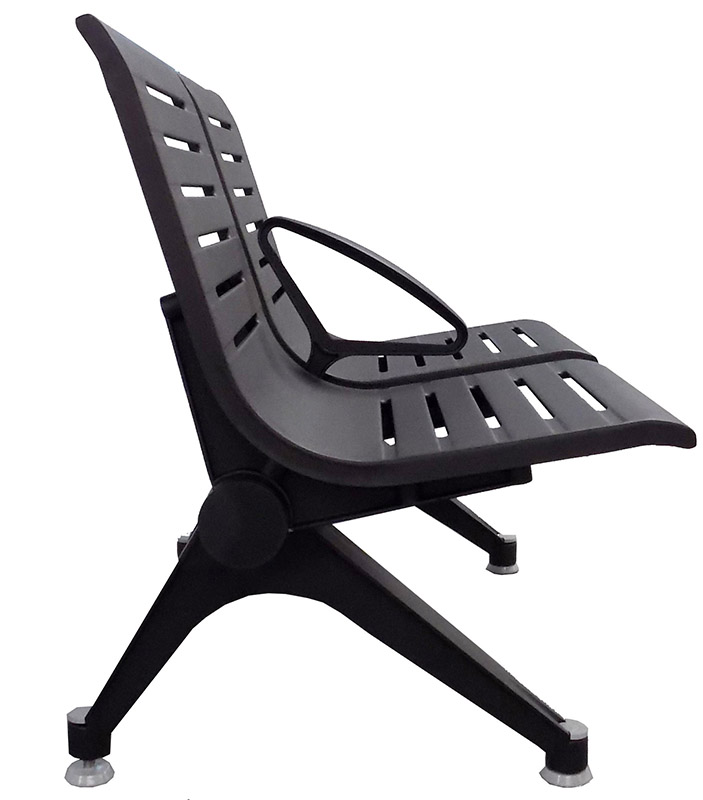 Aero Steel Public Beam Seating Series - 2-Seat Beam Seater in Black Shadow