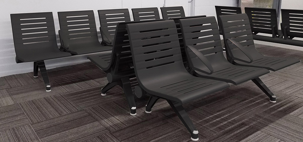 Aero Steel Public Beam Seating Series - 2-Seat Beam Seater in Black Shadow