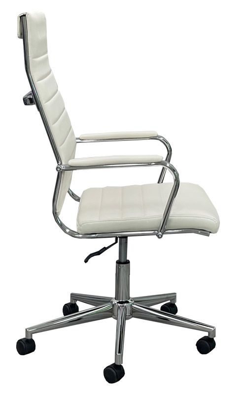 Contemporary Classic High Back Padded Office Chair in Cream Leather