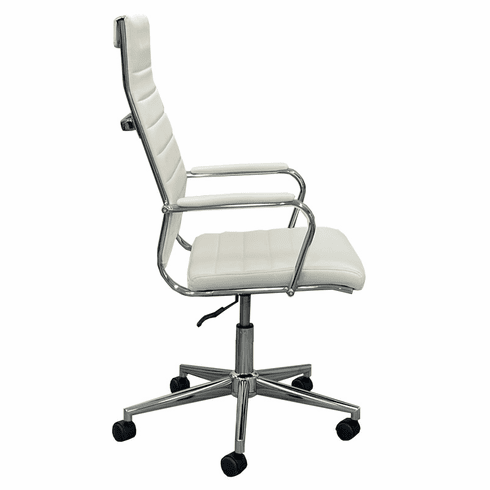 Contemporary Classic High Back Padded Office Chair in Cream Leather