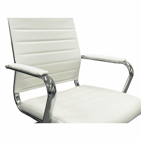 Contemporary Classic High Back Padded Office Chair in Cream Leather
