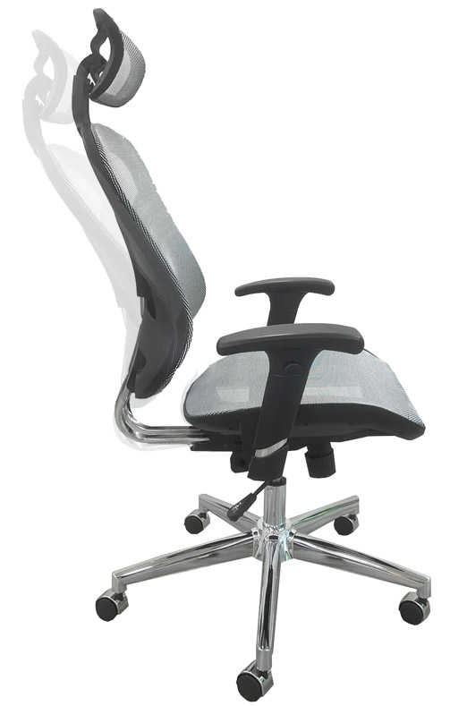 Executive Office Chair in Silver Gray Mesh