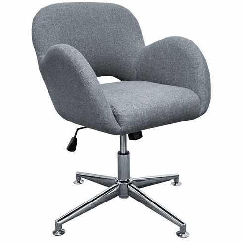 Gray Fabric Low Back Retro Swivel Guest Chair