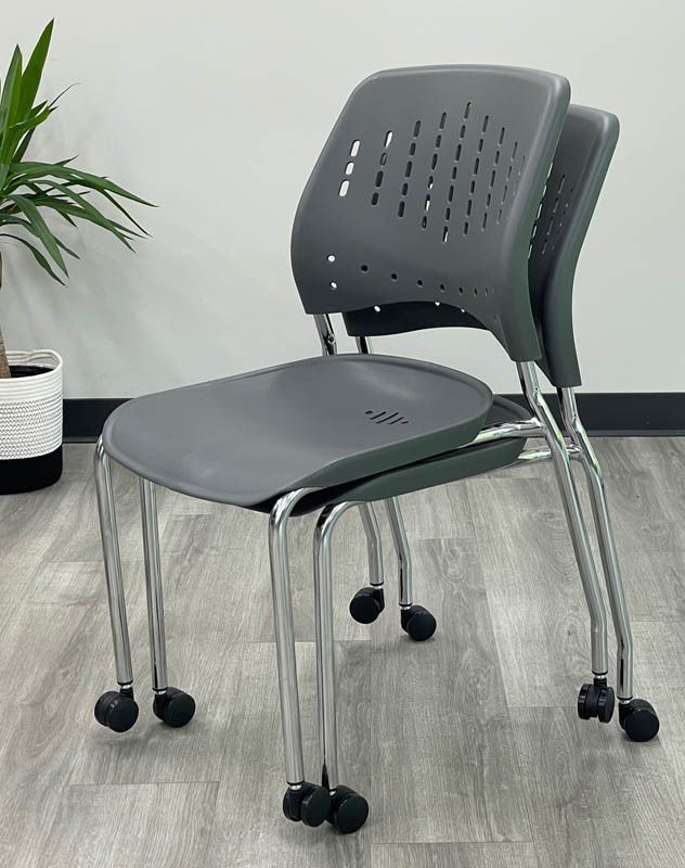 300 lb. Capacity Gray Mobile Stacking Training Room Chair