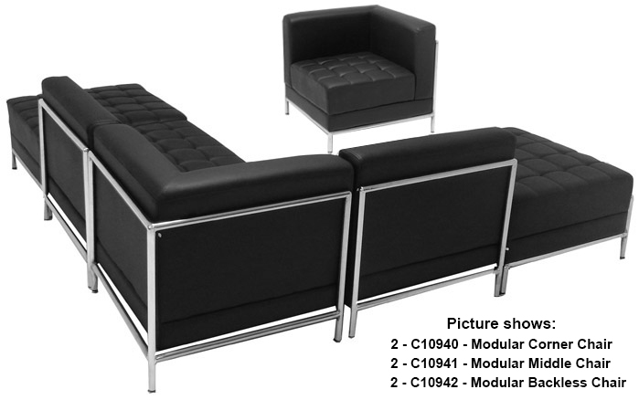 Modular Black Tufted Backless Bench