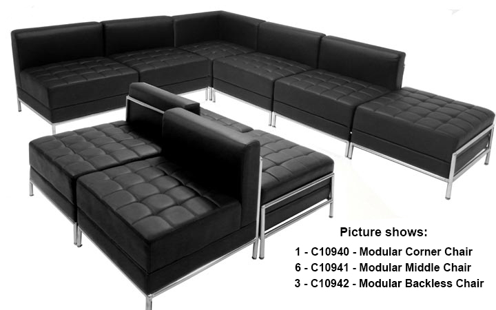 Modular Black Tufted Backless Bench