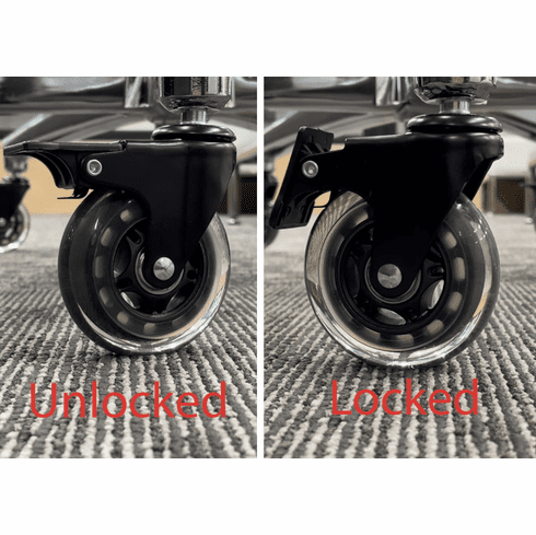 Upgrade Set of Five 3-inch Locking Rubber Inline Casters with 350 Pound ...