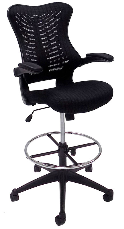 Flip-Up Arm Mesh Drafting Stool - 250-Pound Capacity