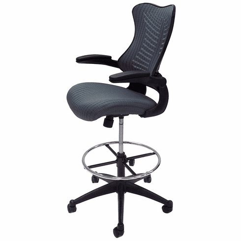 Flip-Up Arm Mesh Drafting Stool - 250-Pound Capacity