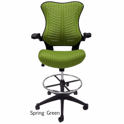 Sleek Flip Up Arm Mesh Drafting Stool w 23.5 31.5 Seat Height