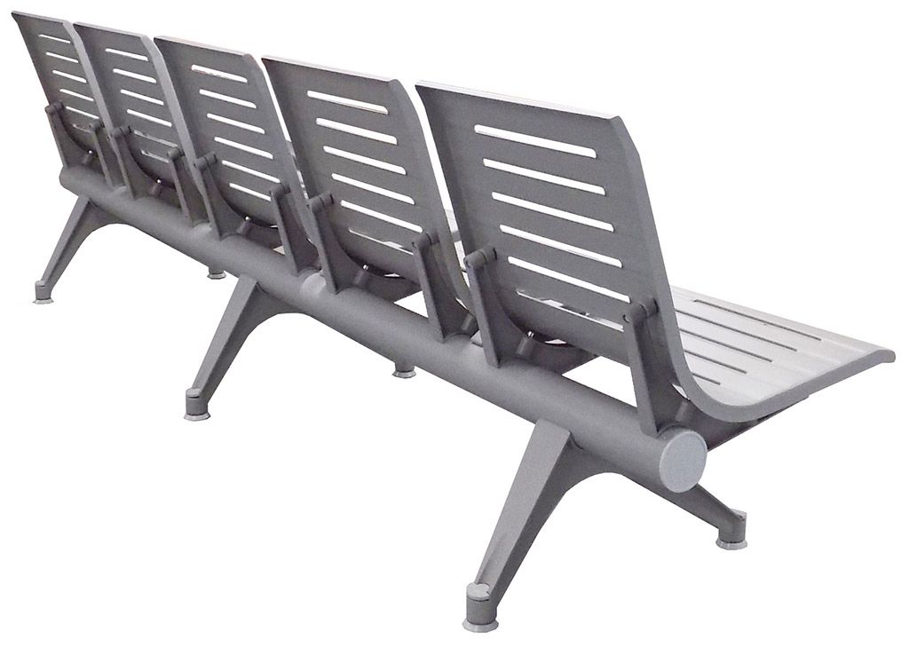 Aero Steel Public Beam Seating Series - 5-Seat Beam Seater in Gray Mist