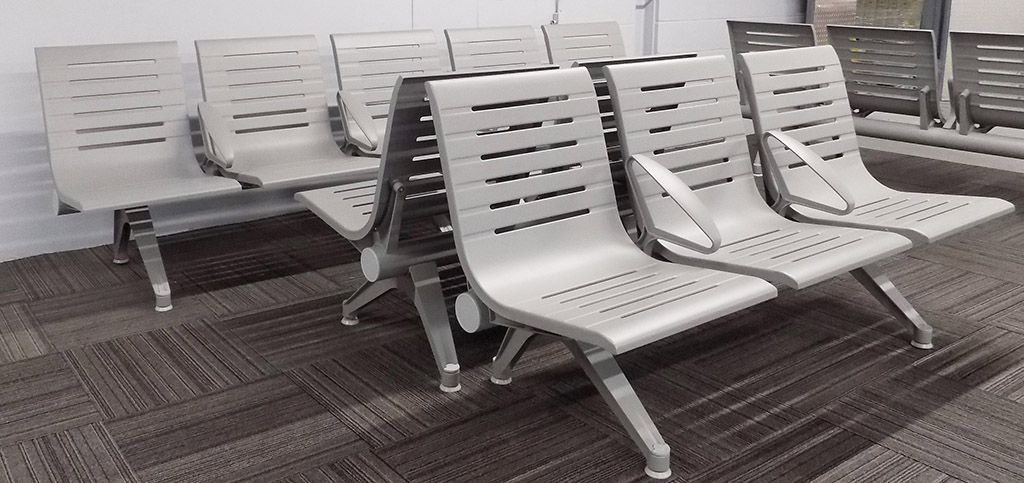 Aero Steel Public Beam Seating Series - 5-Seat Beam Seater in Gray Mist