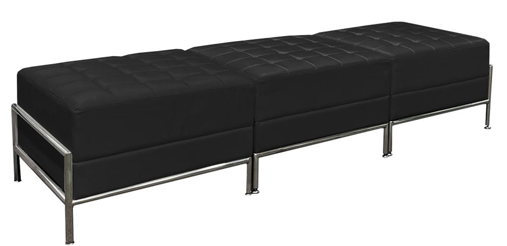 Three Person Black Vinyl Modular Bench