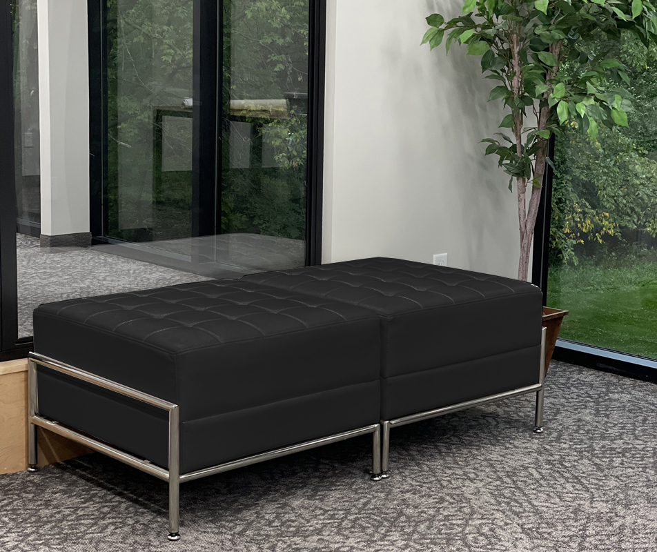 Two Person Black Vinyl Modular Bench