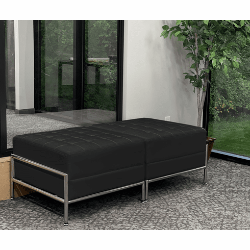 Two Person Black Vinyl Modular Bench
