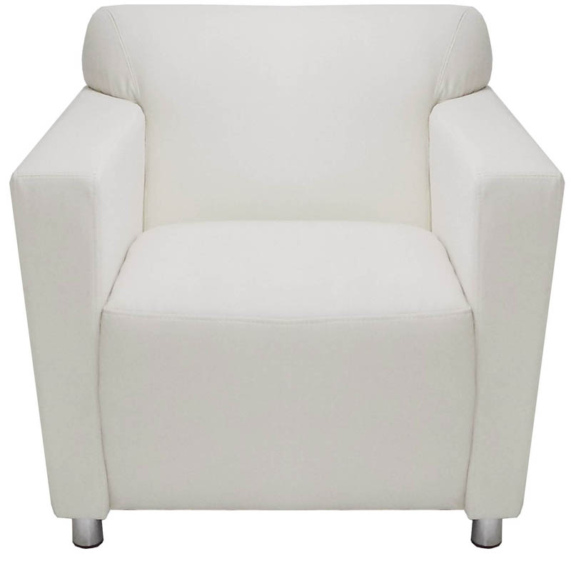 White Leather Club Chair - 250-Pound Capacity/Chair