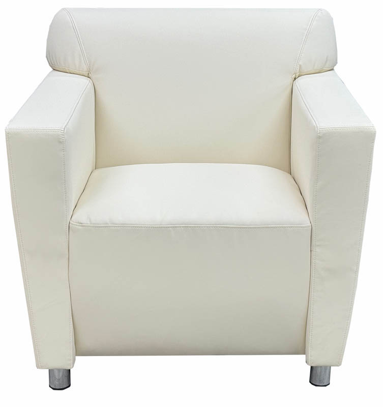 White Leather Club Chair 250 Pound Capacity Chair