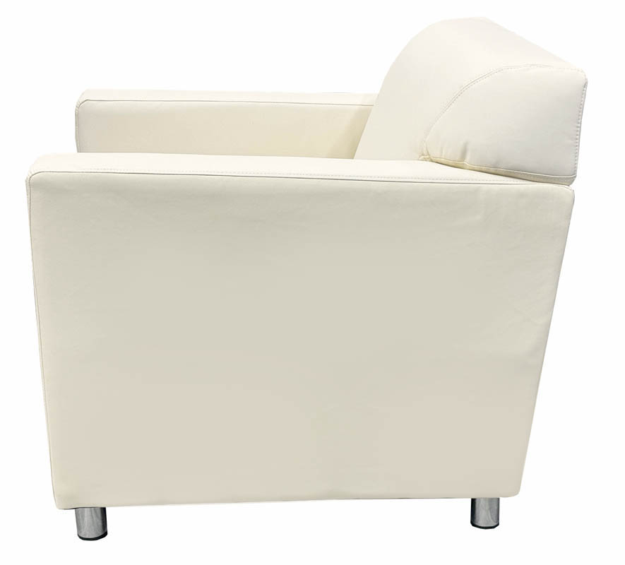 White Leather Club Chair - 250-Pound Capacity/Chair