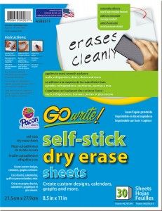 GoWrite Self Stick Dry Erase Sheets- 8.5" x 11" Bulk Pack