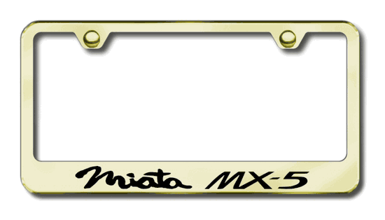 Gold License Plate Frame with Miata Miata MX-5 Logo