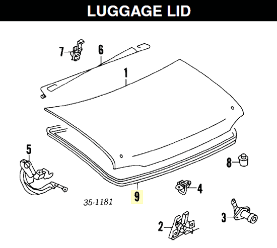 Genuine Mazda Miata OEM Trunk Weatherstrip 1990-1997