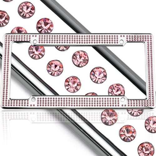License 2 Bling VIP Rhinestone Frame - Light Pink Crystals