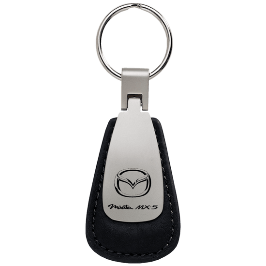Mazda Leather and Black MX-5 Logo Key Chain