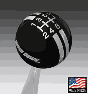 SPEED DAWG® RACING Black / Pearl Gray Rally Stripe Shift Knob w/ Side Logos