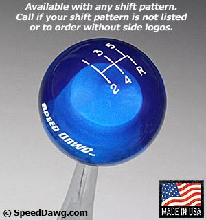 SPEED DAWG® RACING Transparent Blue Shift Knob with Engraved Shift Pattern