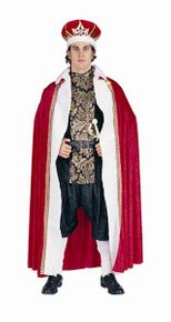 Adult King's Robe Costume - Red, Panne Velvet