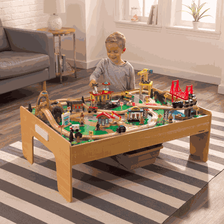 Kidkraft Adventure Town Railway Train Set & Table with EZ Kraft Assembly